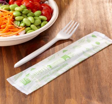 Wrapped White Compostable Fork | Sabert